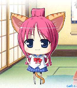 GIFアニメ SDキャラ「モモコ」(猫耳_制服バージョン) | UNIQUE マーケットプレイス | COMSA